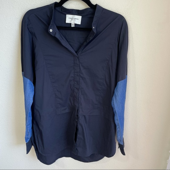 Public School | Tops | Public School Navy Blue Button Up Top With ...